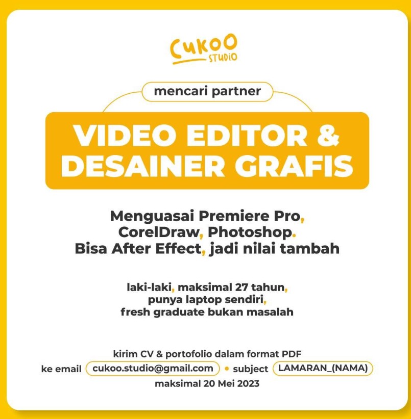 Cukoo Studio - VIDEO EDITOR DESAINER GRAFIS - AKRB